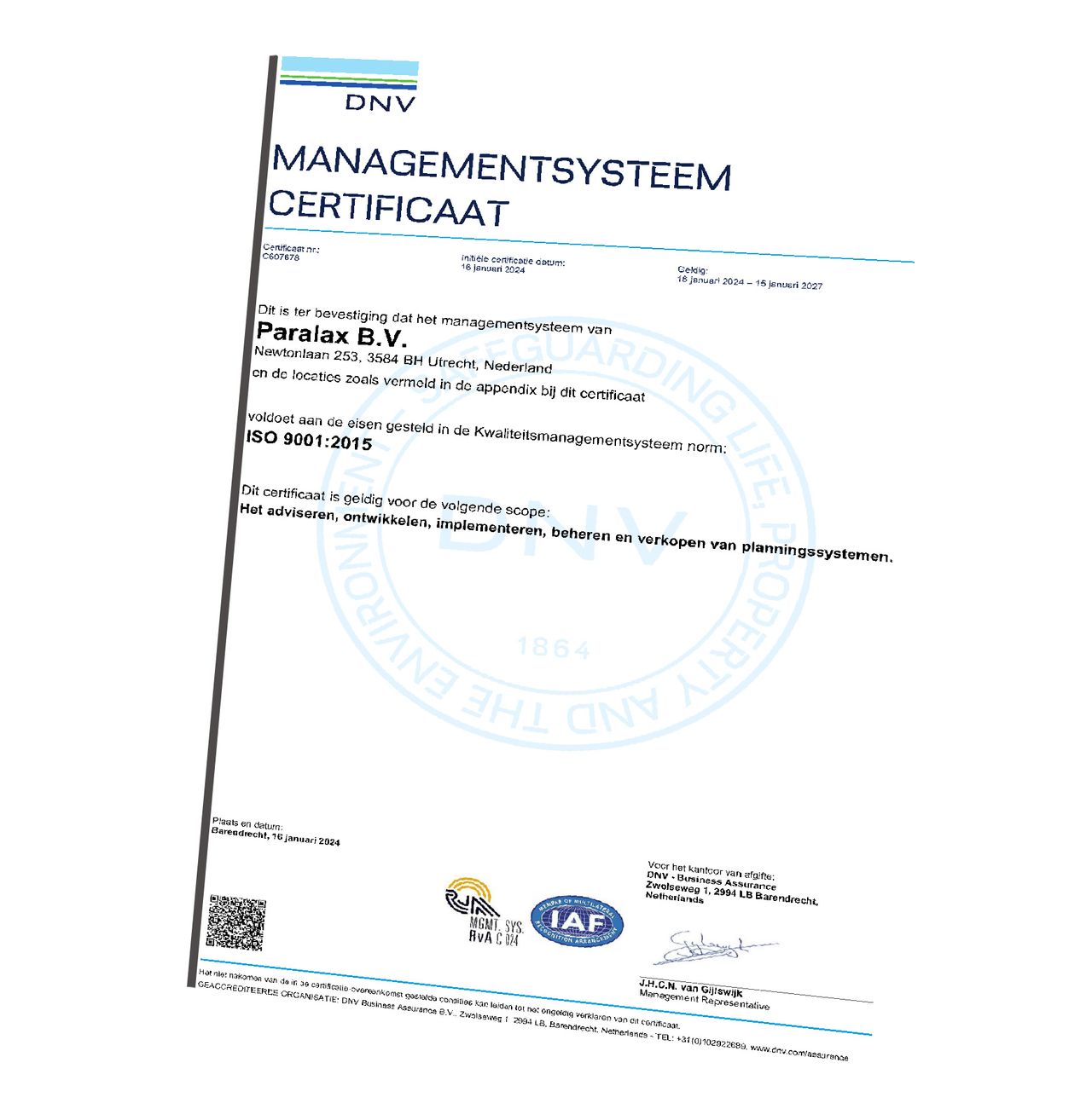 Paralax is ISO gecertificeerd | Paralax